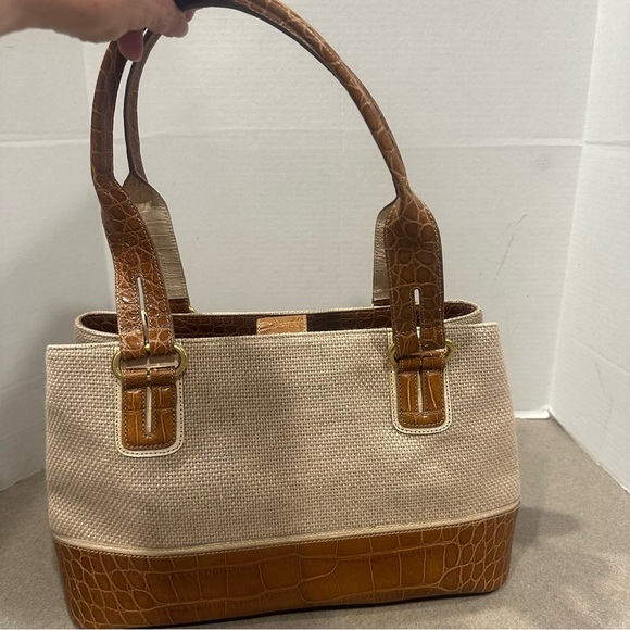 Brahmin | Bags | Vintage Brahmin Woven Croc Embossed Shoulder Bag Purse ...